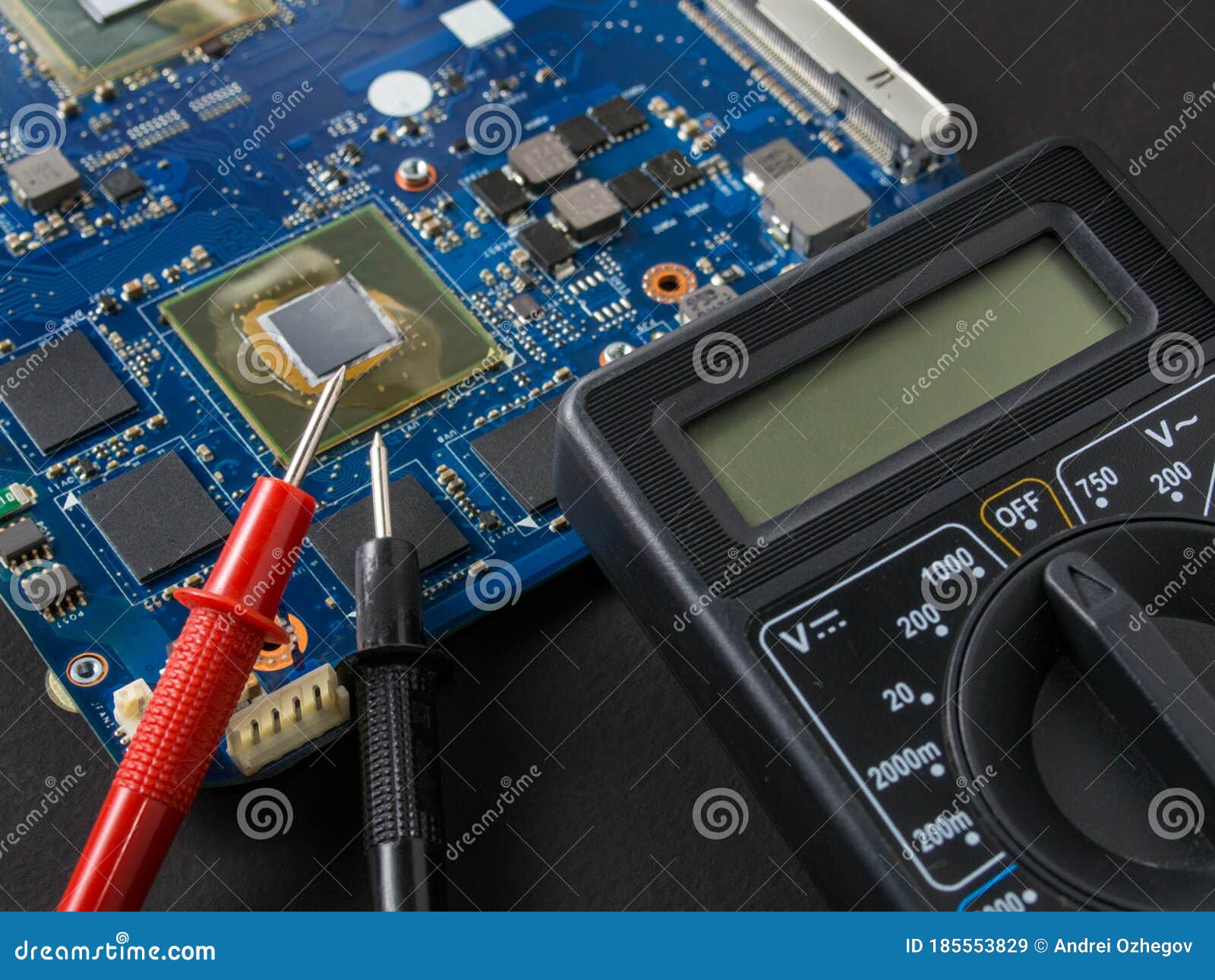 Multimeter Test, Electronic Board of Digital Device with Components ...