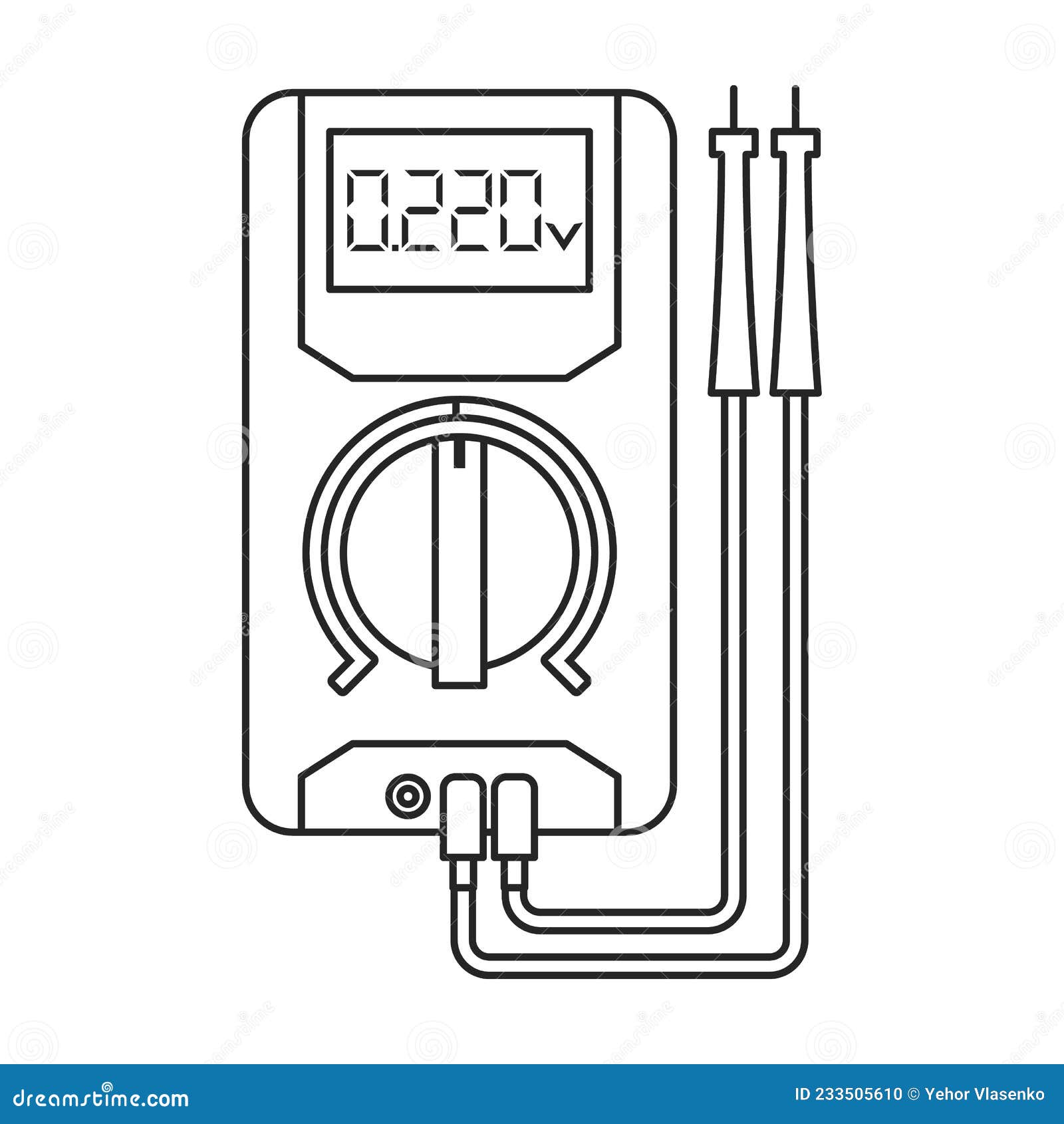 Multimeter Vector Icon.Outline Vector Icon Isolated on White Background ...