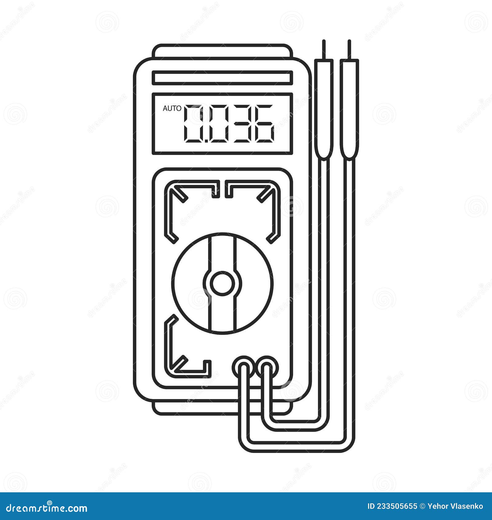 Multimeter Vector Icon.Outline Vector Icon Isolated on White Background ...