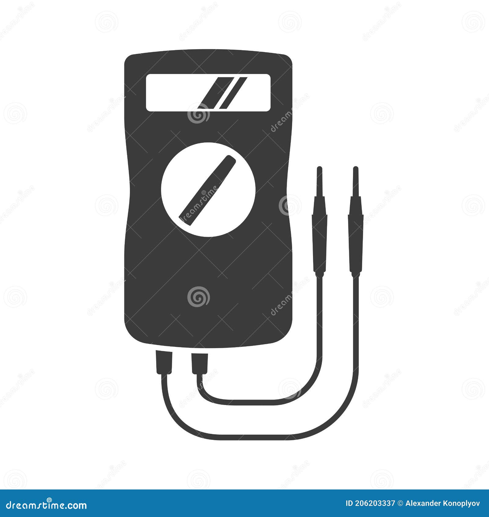 Multimeter Or Volt-ohm-milliammeter Bold Black Silhouette Icon Isolated ...