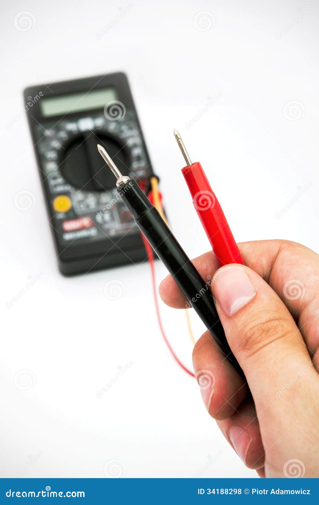 Multimeter with Wire in Hands Stock Photo - Image of engineering ...