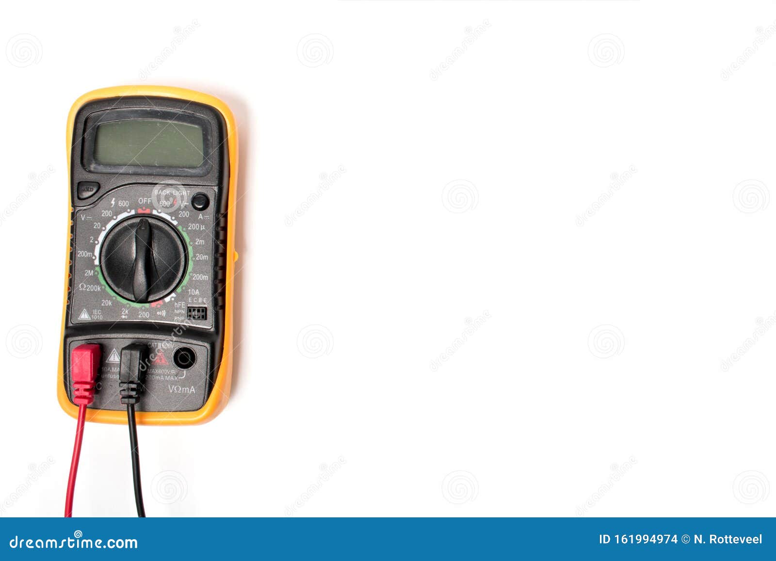 A Multimeter with a Yellow Protective Cover for Measuring Current ...