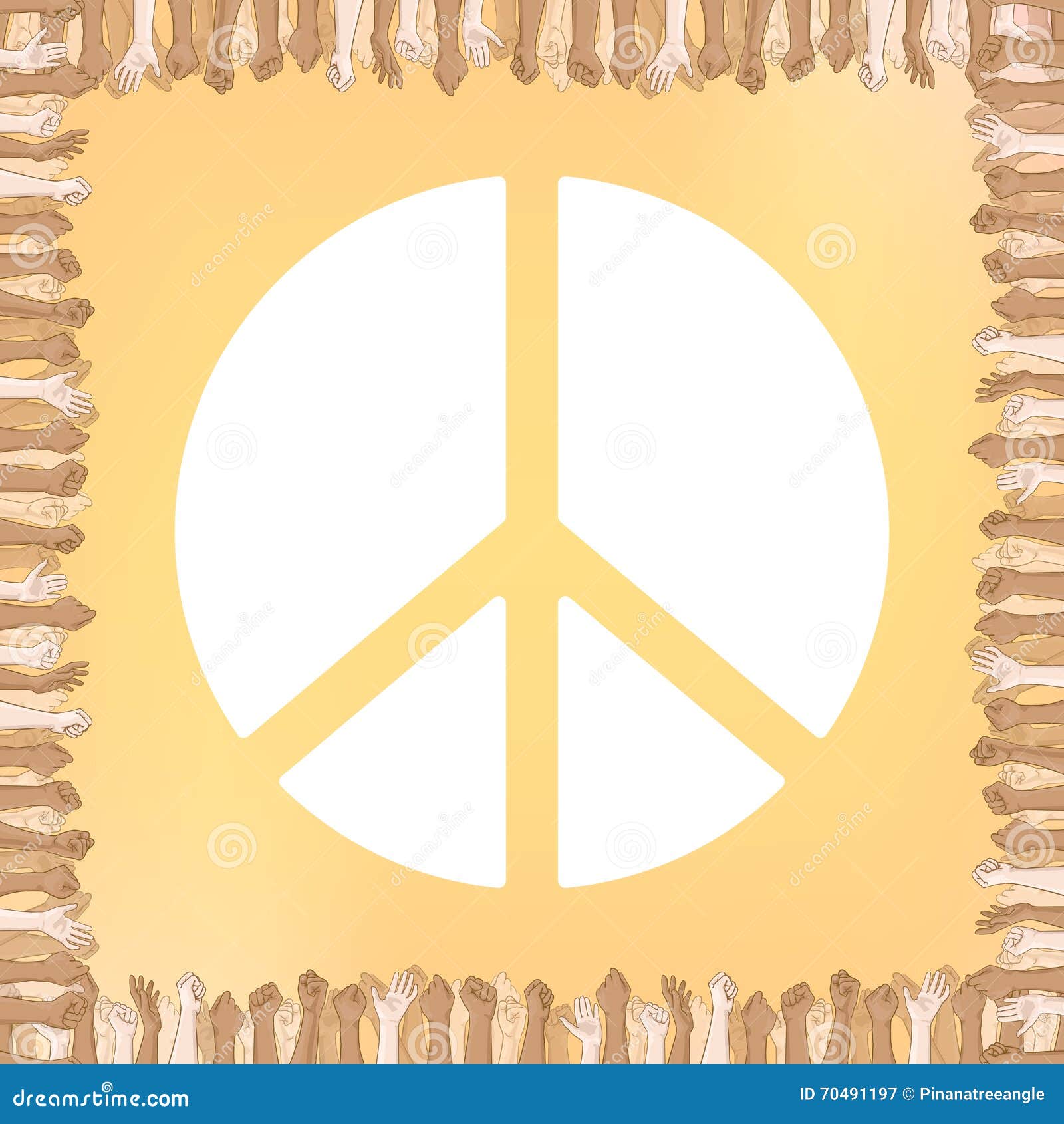 Multinational Crowd of People with Their Hands Up Stock Vector ...