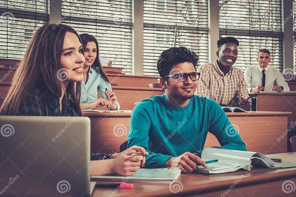 Multinational Group of Cheerful Students Taking an Active Part in a ...