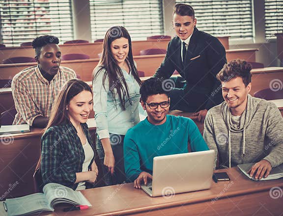 Multinational Group of Cheerful Students Taking an Active Part in a ...