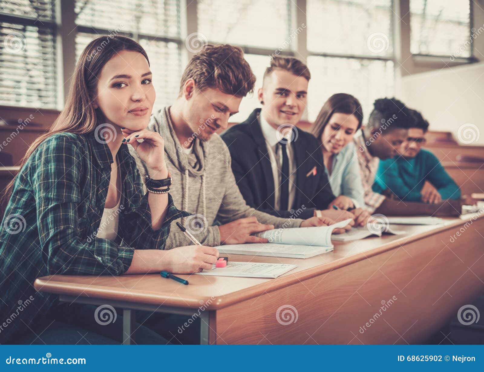 Multinational Group Of Cheerful Students Taking An Active Part In A ...