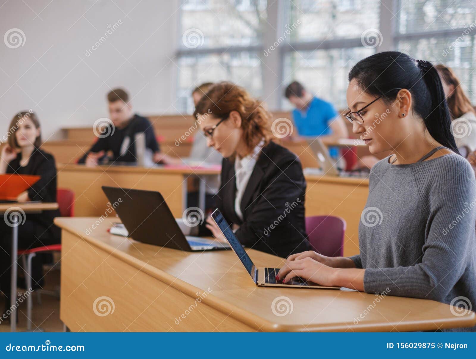 Multinational Group of Students in an Auditorium Stock Image - Image of ...