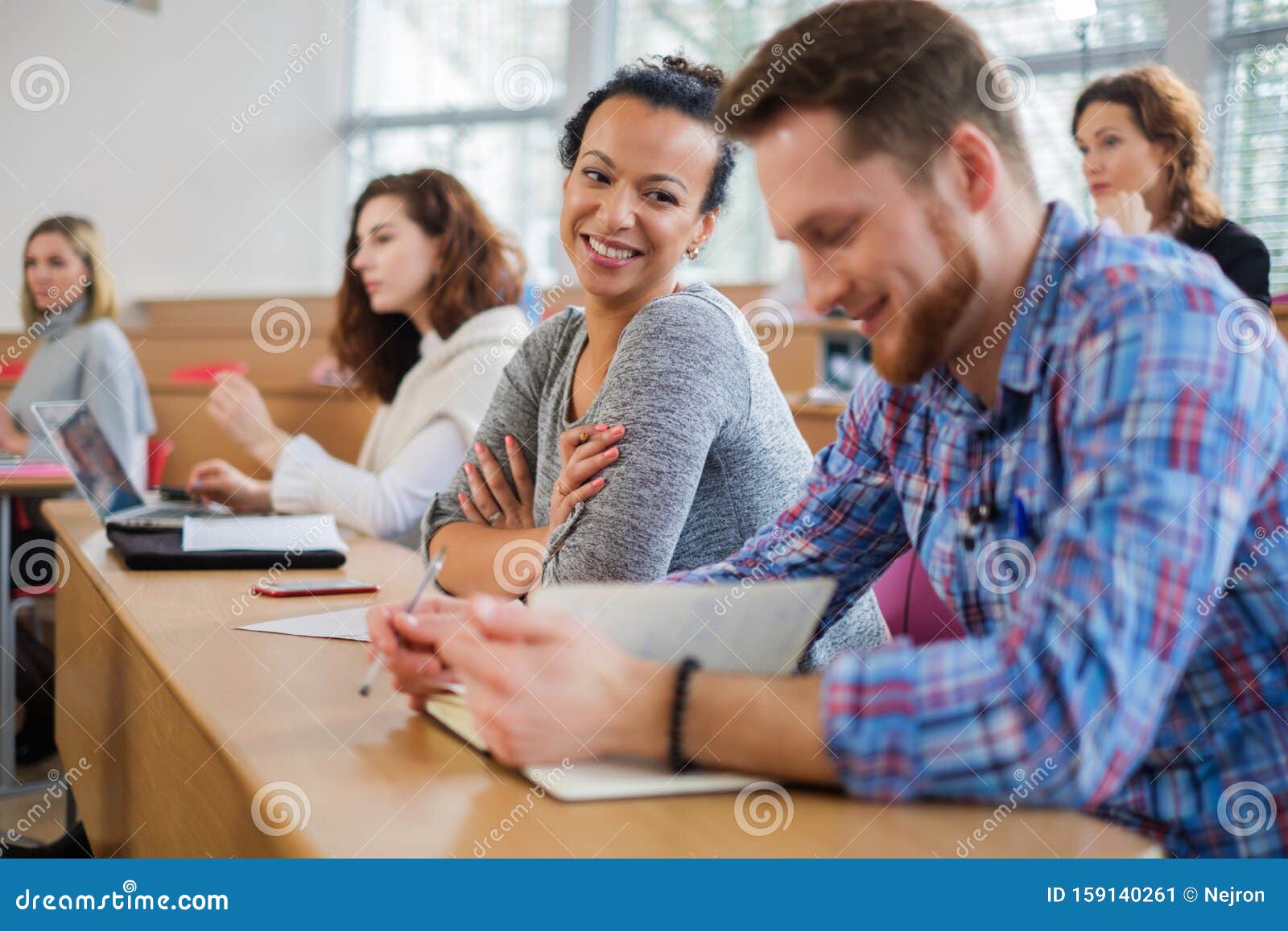 Multinational Group of Students in an Auditorium Stock Image - Image of ...