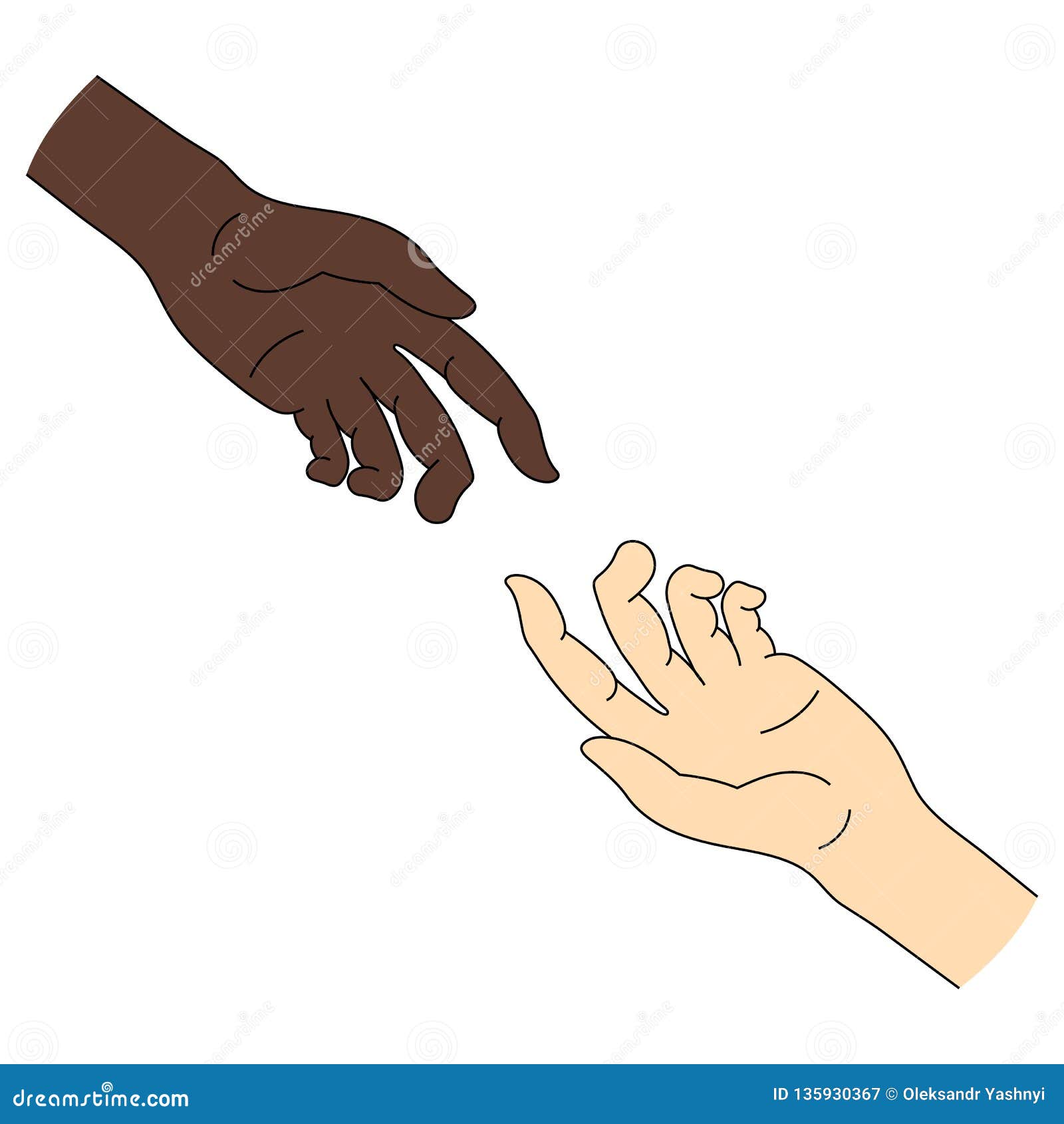 Multinational Help. Race Equality. Helping Hand Icon Isolated on White ...