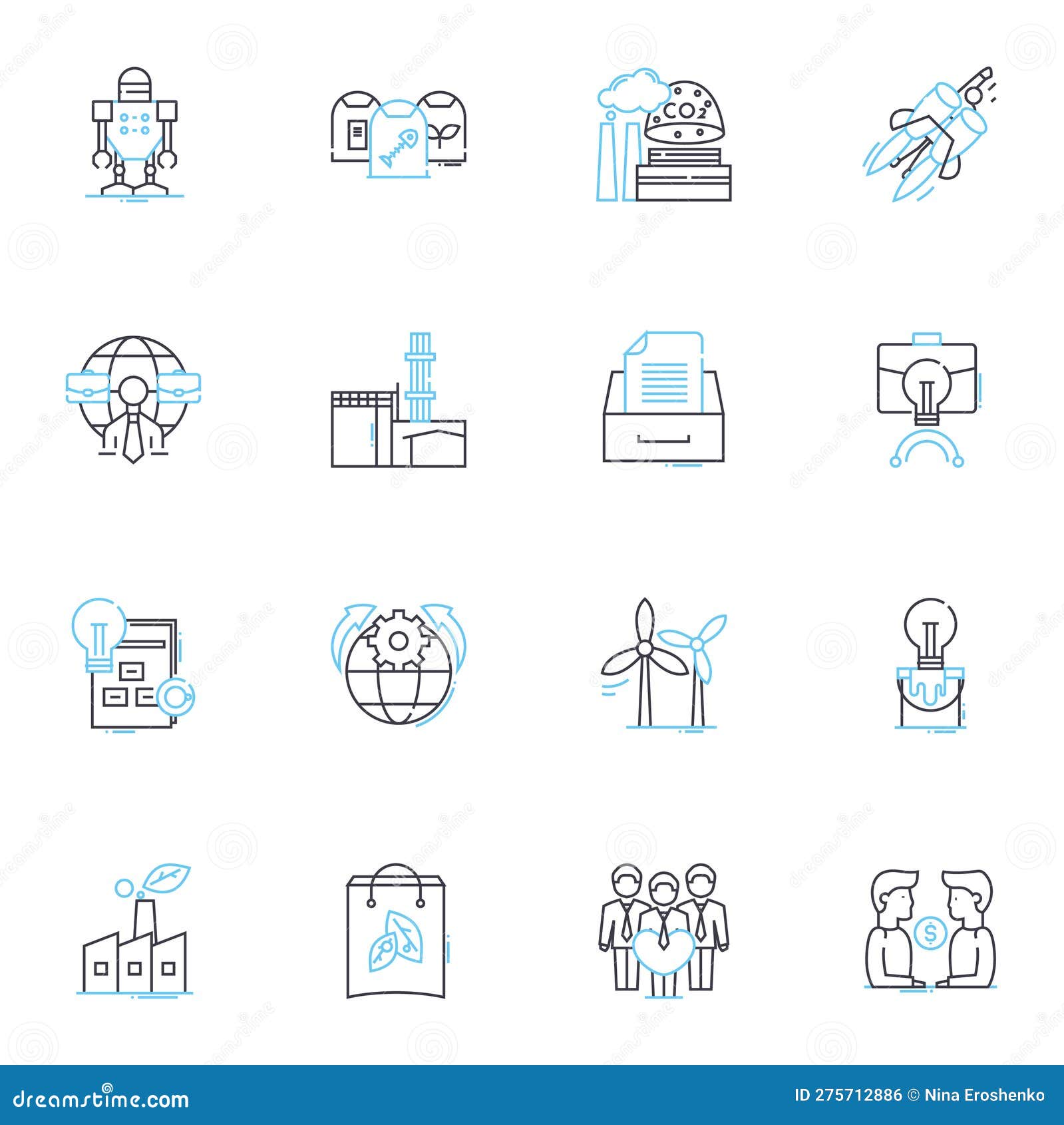 Multinational Industry Linear Icons Set. Globalization, Diversity ...