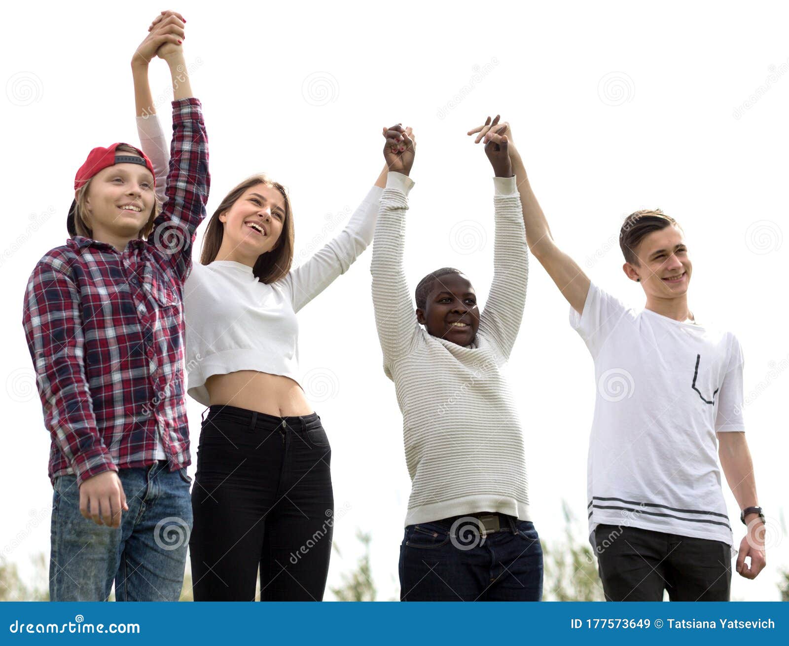 Multinational Modern Teens Holding Hands Stock Image - Image of ...