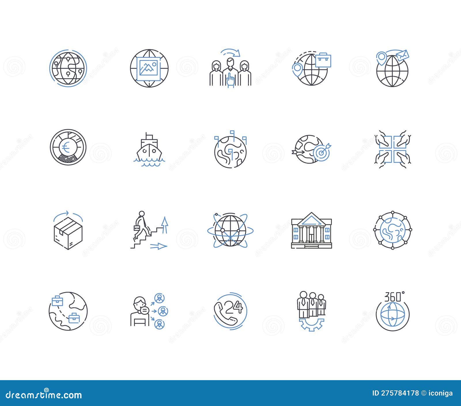 Multinational Trade Line Icons Collection. Globalization, Import ... Multinational Trade Line Icons Collection. Globalization, Import ...