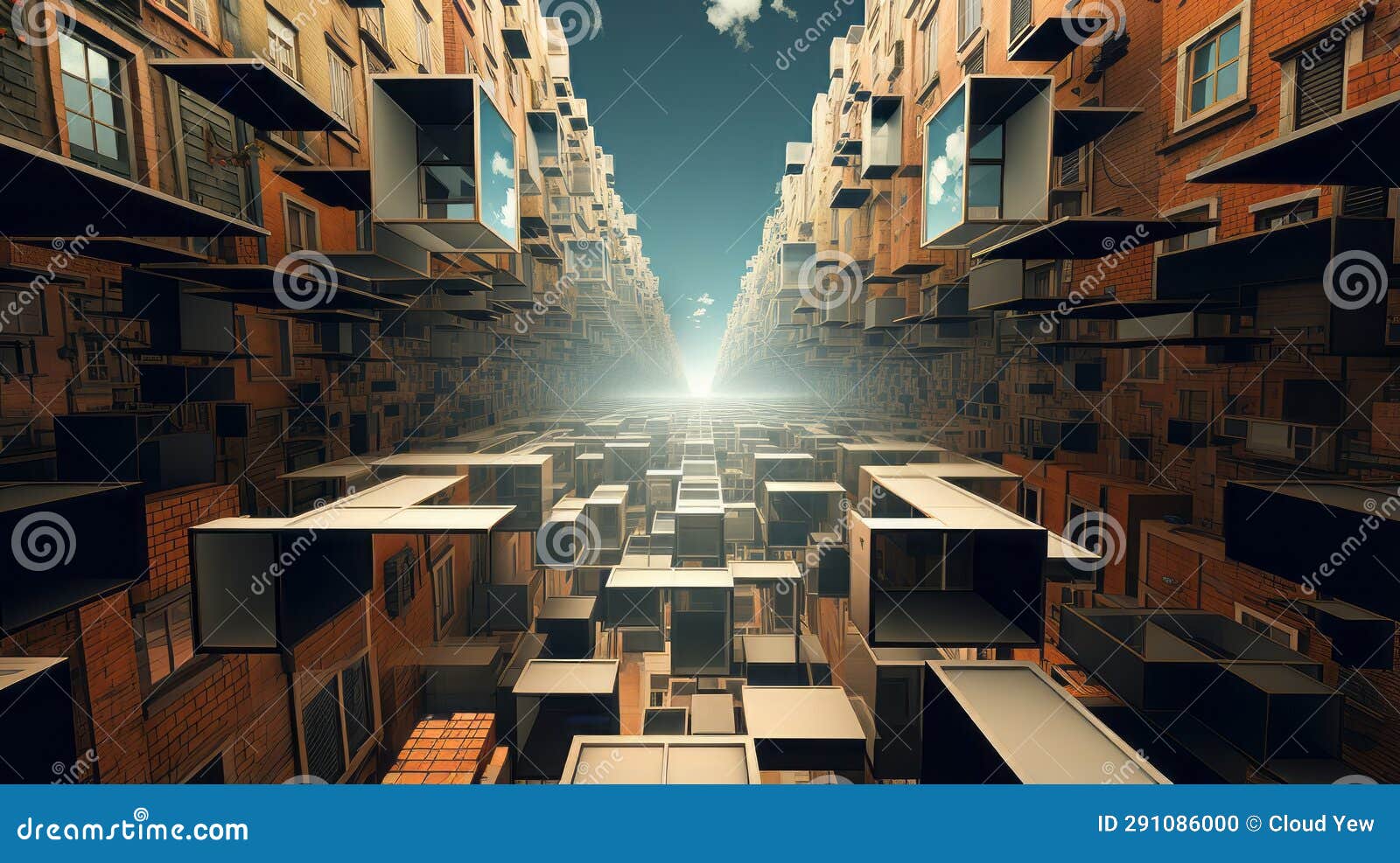 Multiperspective Scene Illusion Stock Illustration - Illustration of ...