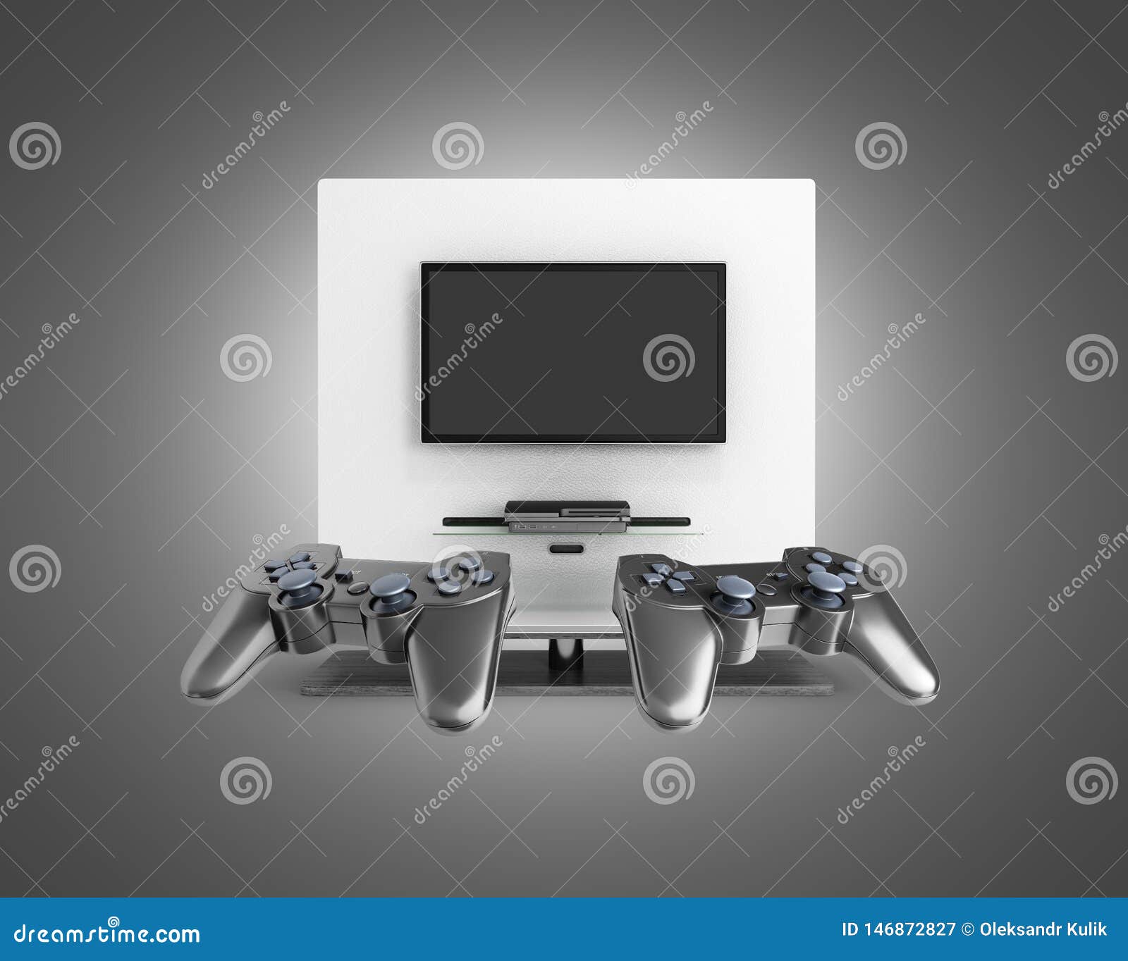 Multiplayer Game Concept On The Console Illustration Of Joysticks On TV ...