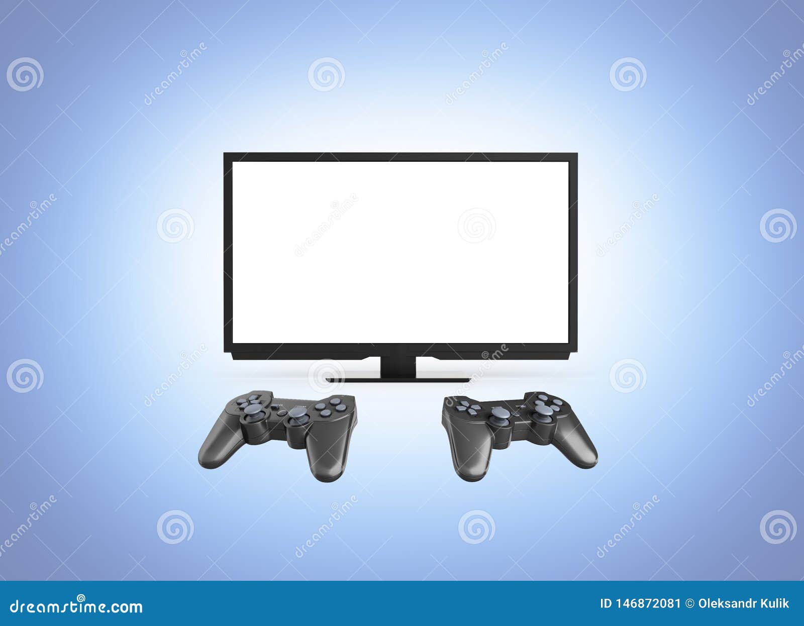 Multiplayer Game Concept On The Console Illustration Of Two Joysticks ...