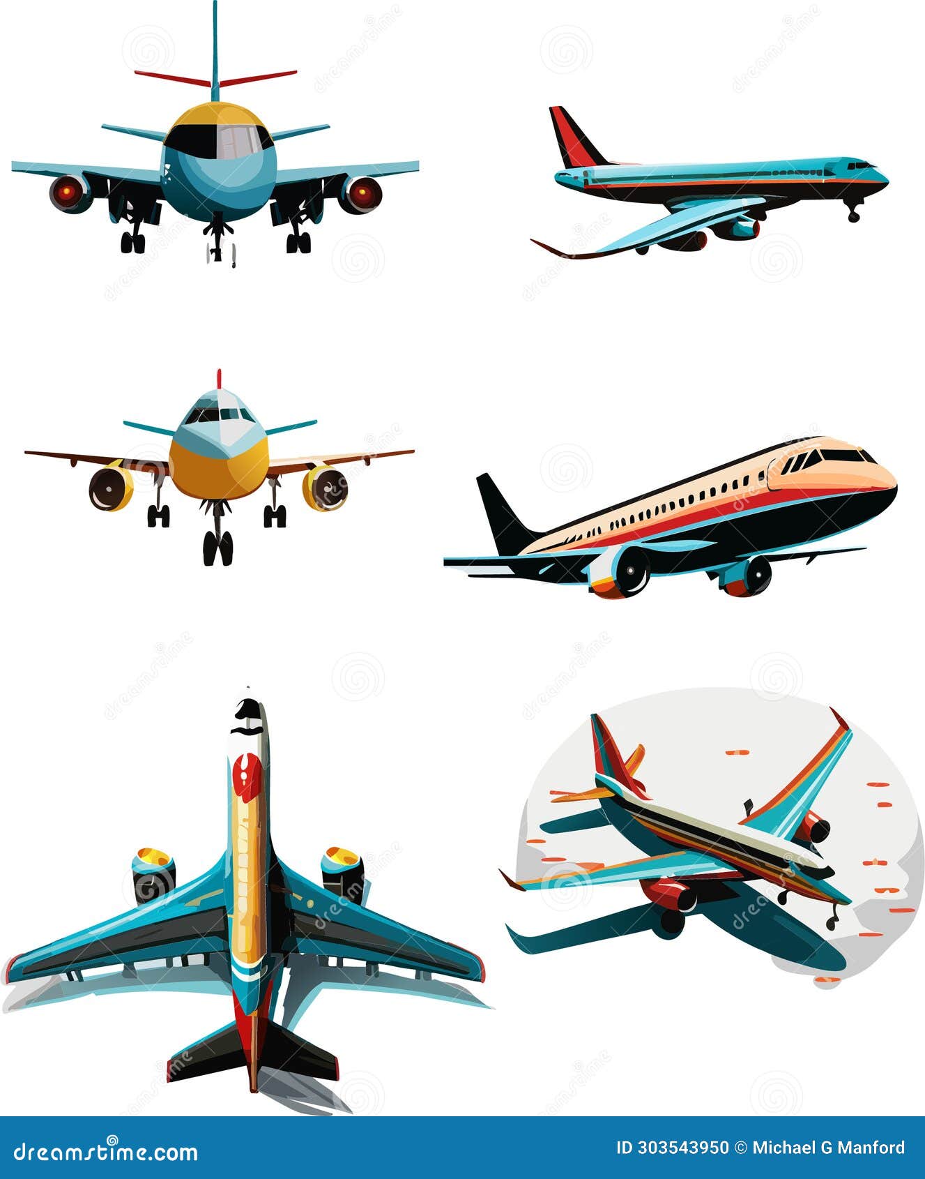 Multiple Airplanes Vector stock vector. Illustration of machine - 303543950