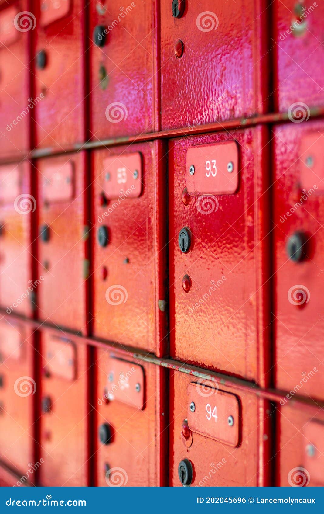 Multiple Angled Red New Zealand Post Boxes Stock Photo - Image of ...