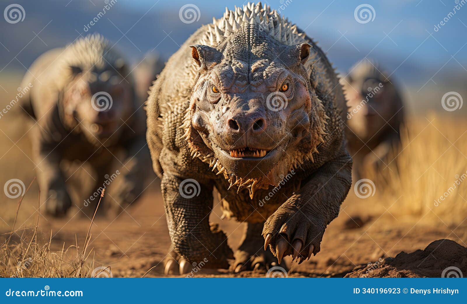 Group of Animals Running Across Dirt Field Stock Image - Image of ...