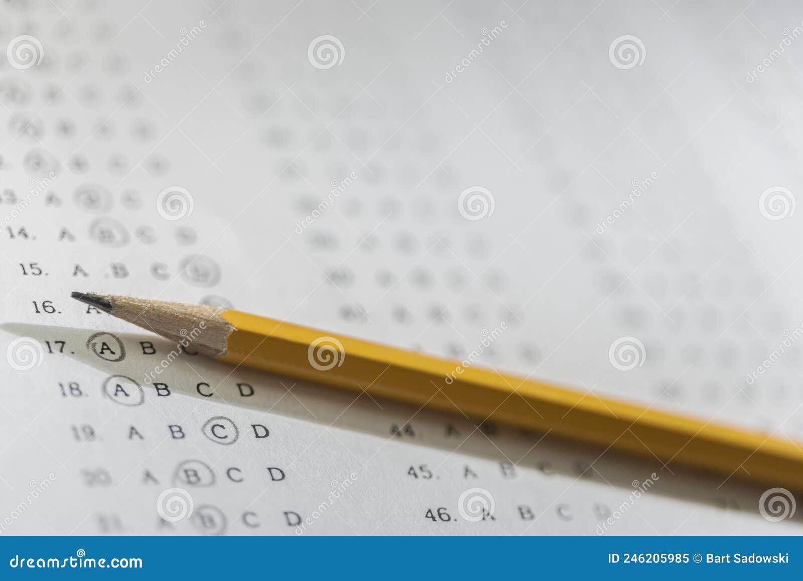 Multiple Answer Test Sheet with Pencil Stock Image - Image of yellow ...