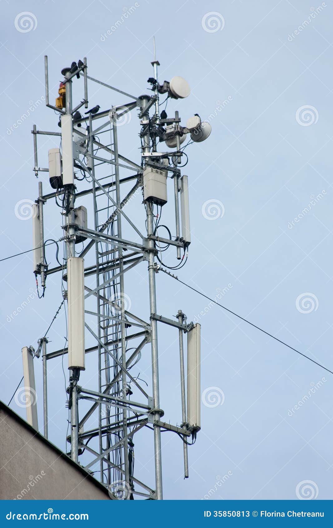 Multiple Antenna Grouped on Rooftop Stock Image - Image of network ...