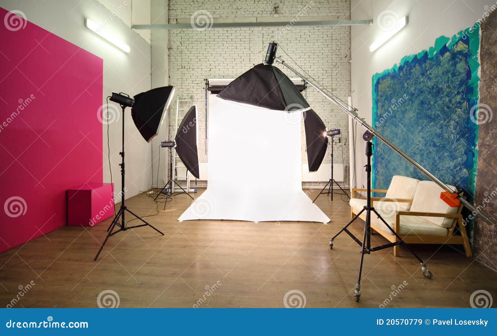 Multiple Backgrounds Inside Studio Stock Image - Image of idea, film ...