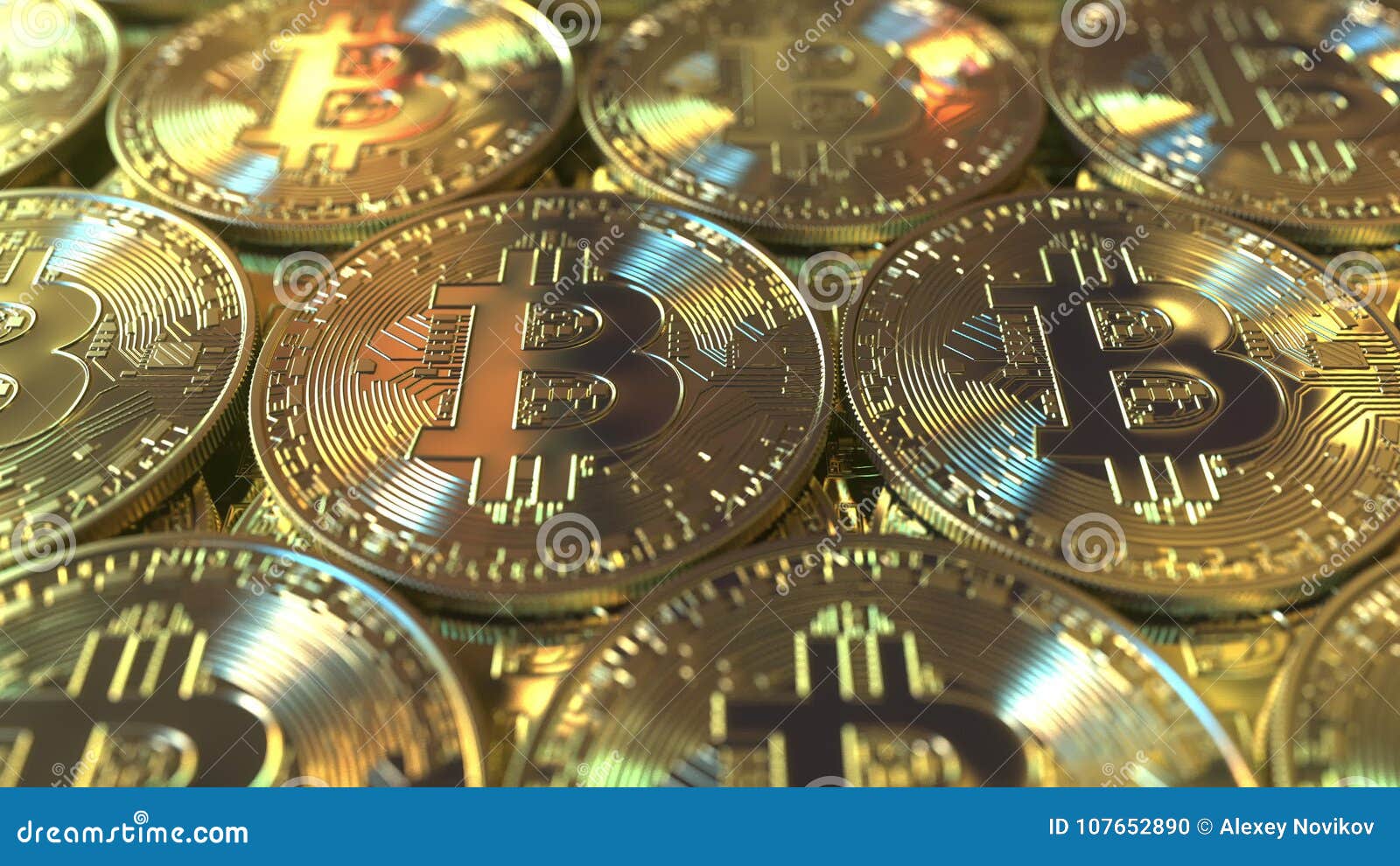 Multiple Bitcoin Coins, 3D Rendering Stock Photo - Image of gold ...