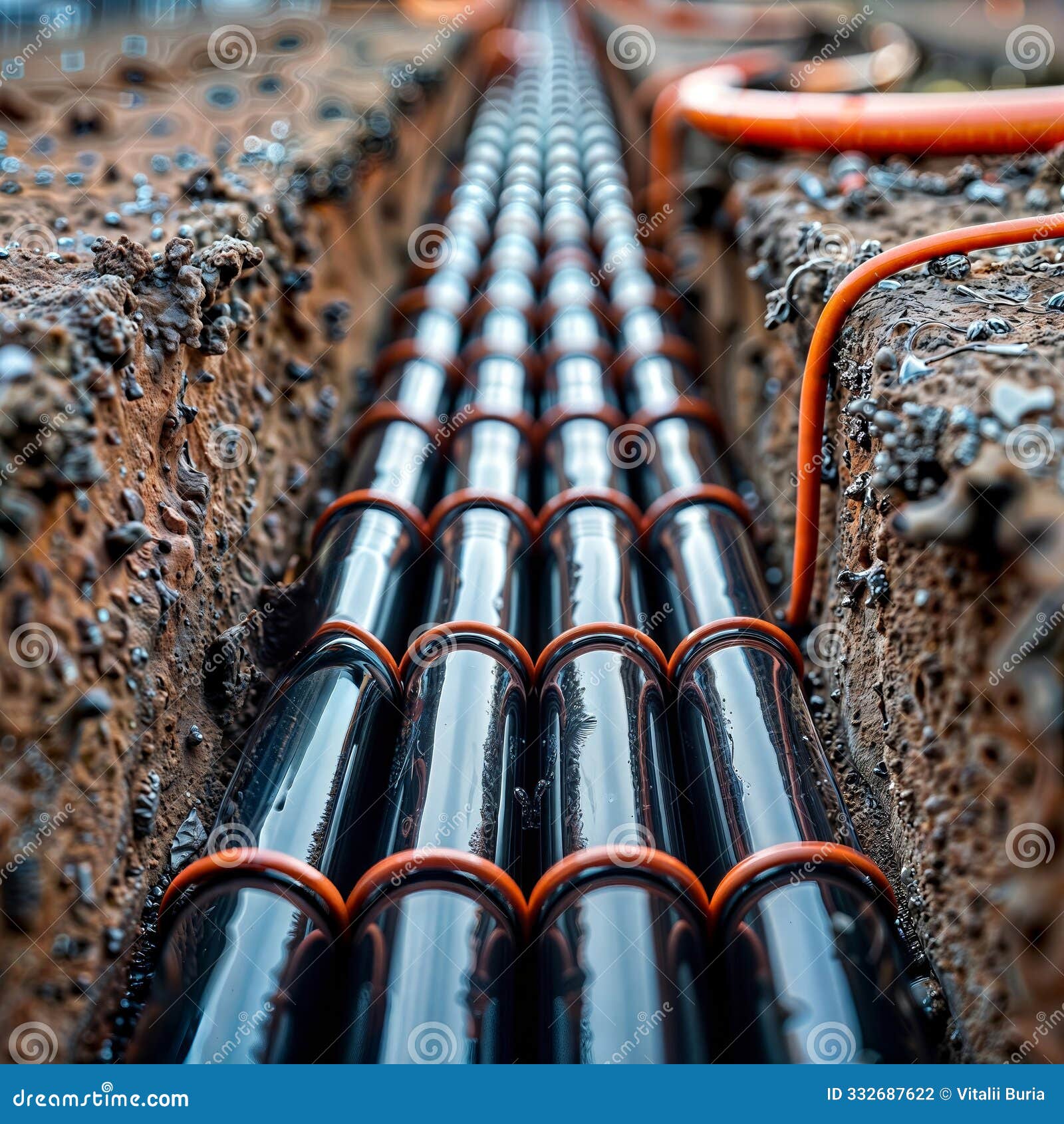 Earthen Trench, Inside View, Digging The Trench For The Pipeline. View ...