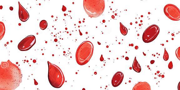 Multiple Blood Drops in Various Sizes, Scattered Across a White ...
