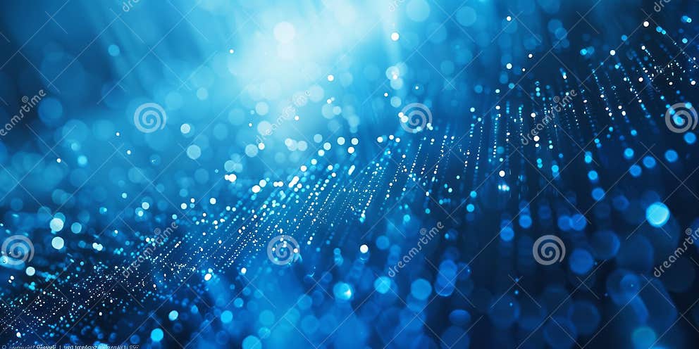 Multiple Blue Lights Shining in Darkness, Creating a Blurry Effect ...