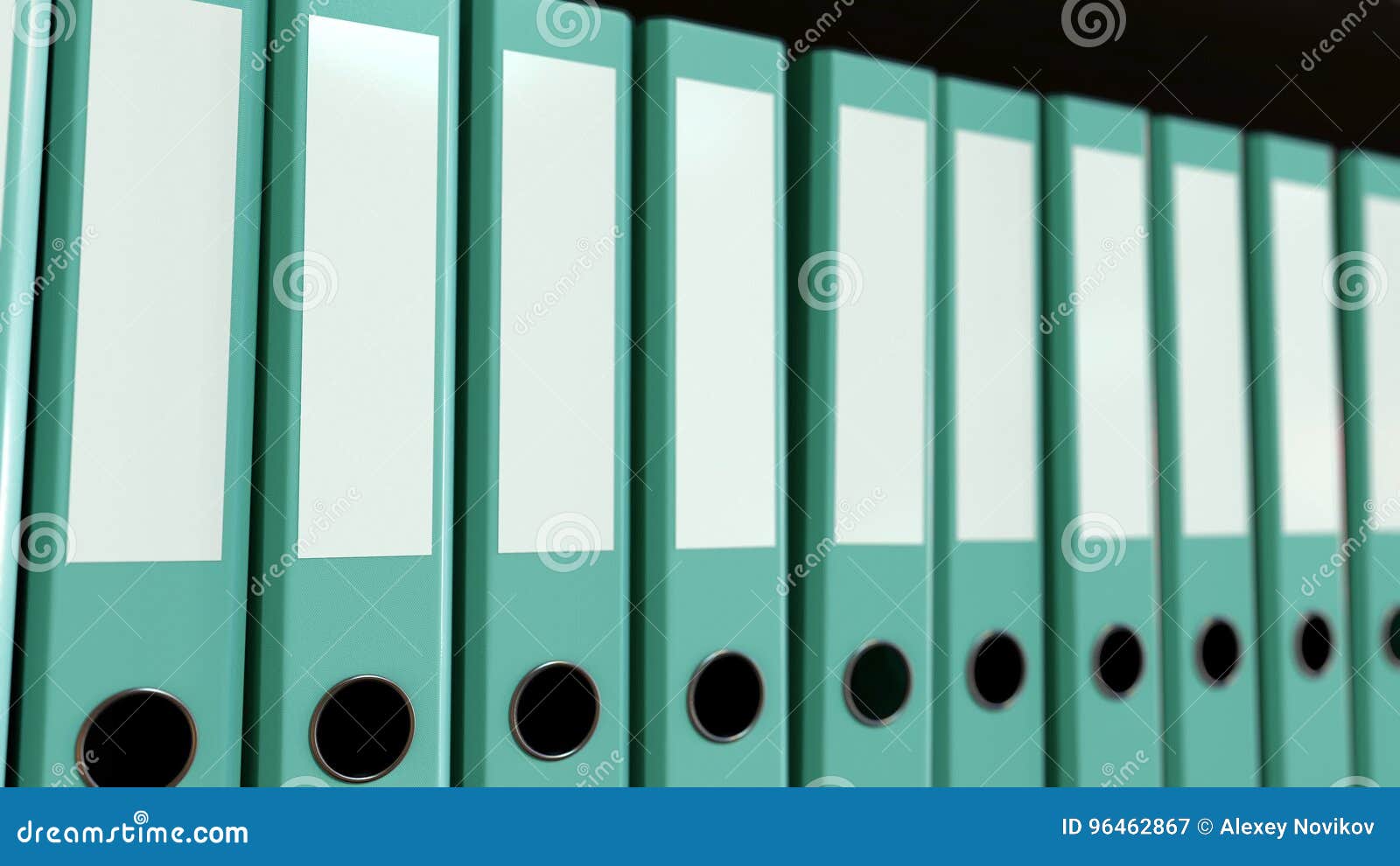 Multiple Blue Office Binders. 3D Rendering Stock Illustration ...