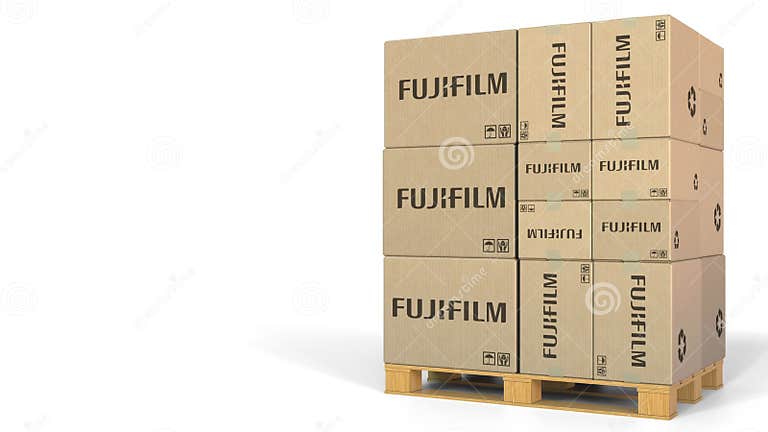 Multiple Boxes with Fujifilm Logo. Editorial 3D Rendering Editorial ...
