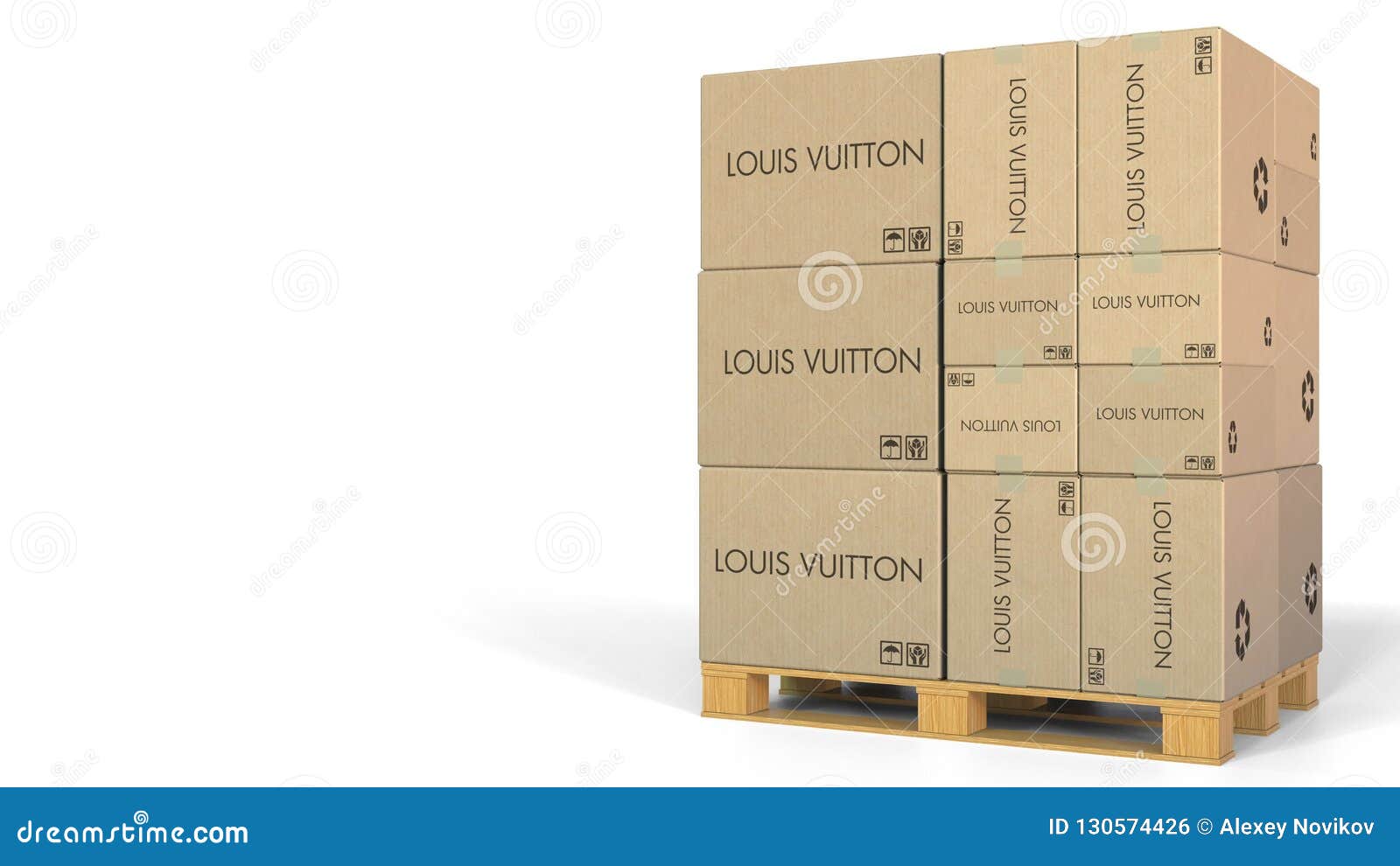 Multiple Boxes with Louis Vuitton Logo. Editorial 3D Rendering ...