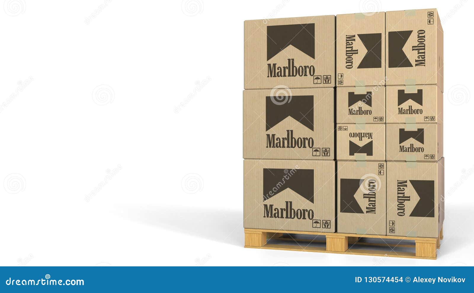 Multiple Boxes with Marlboro Logo. Editorial 3D Rendering Editorial ...
