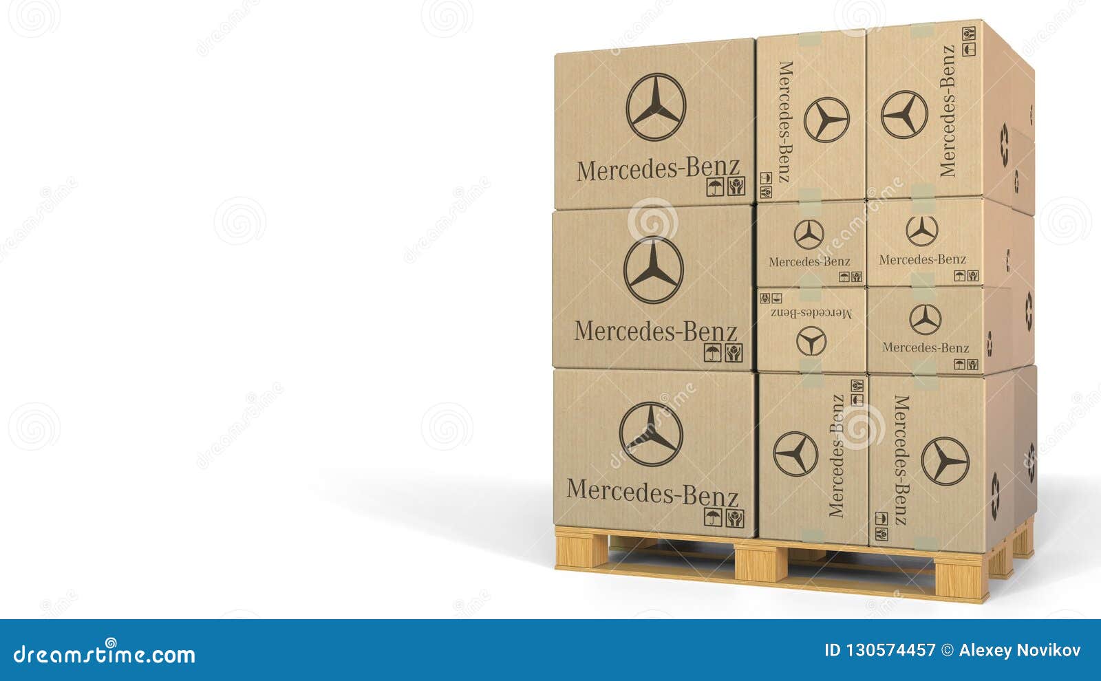 Multiple Boxes with Mercedez-Benz Logo. Editorial 3D Rendering ...