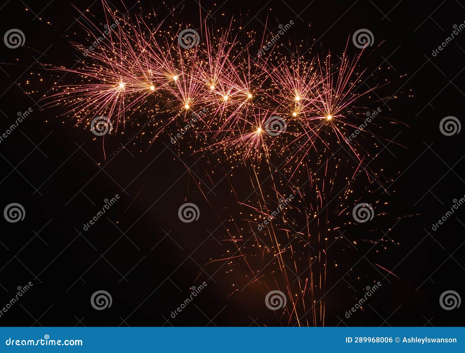 Multiple Bright Pink Fireworks at Night Stock Photo - Image of party ...
