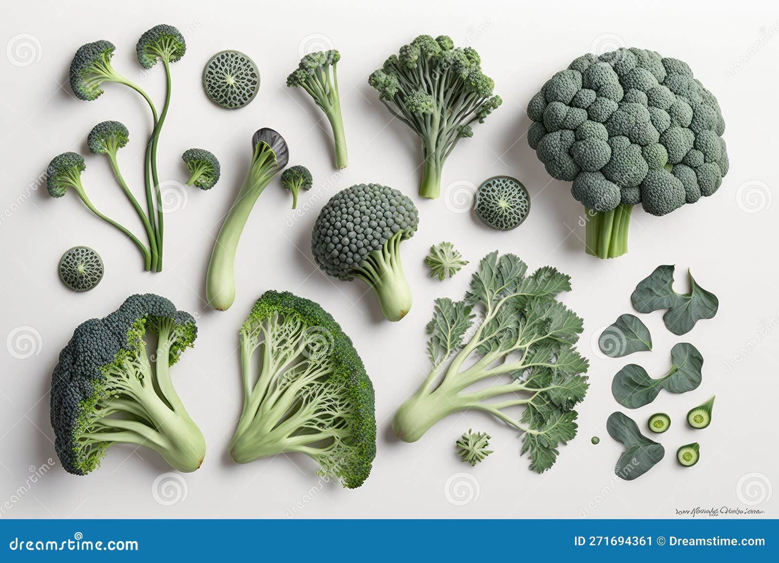 Multiple Broccoli Images on White Backdrop Stock Illustration ...
