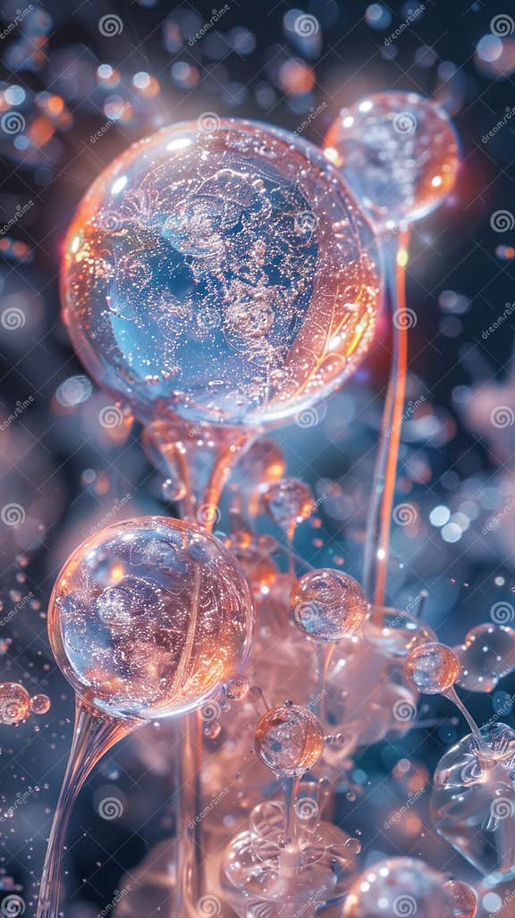 Multiple Bubbles Interlocking and Floating on Each Other in Clear Water ...