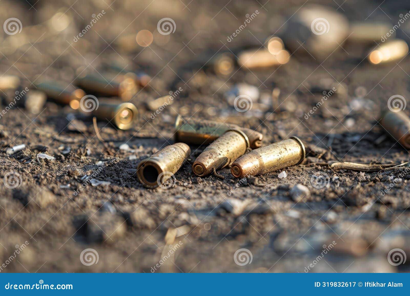 Multiple Bullet Casings Lying on the Ground in a Scattered Pattern ...