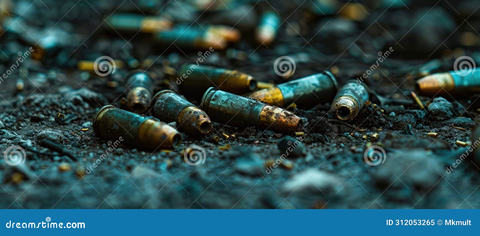 Cluster of Bullet Shells on Ground Stock Image - Image of casings ...