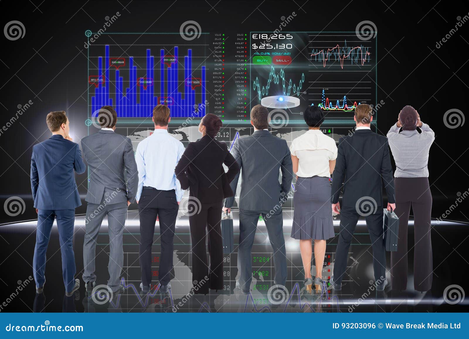 Multiple Business Model from the Back are Looking at Graphics Against ...