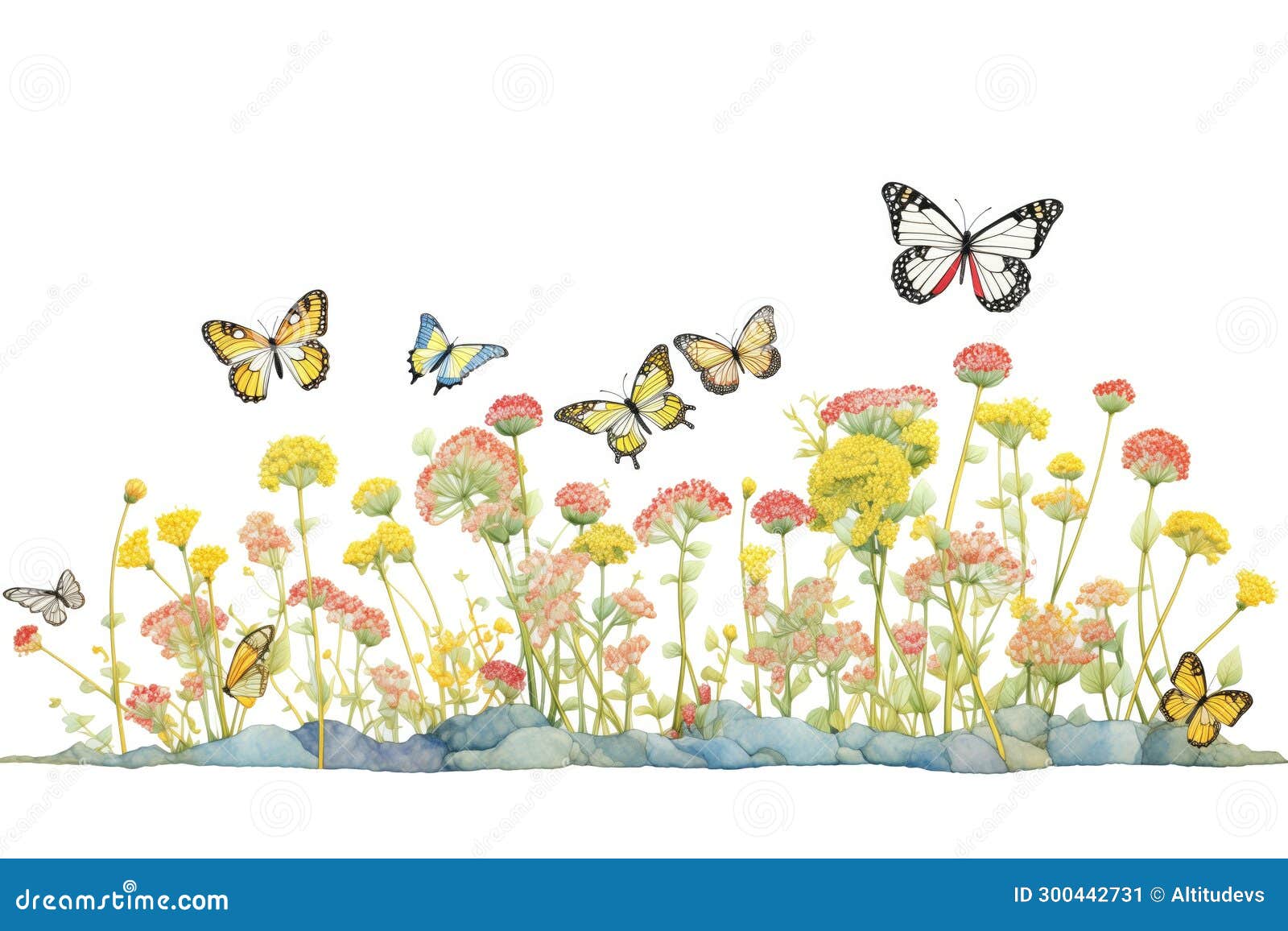 Multiple Butterflies on a Wild White Clover Patch Stock Image - Image ...