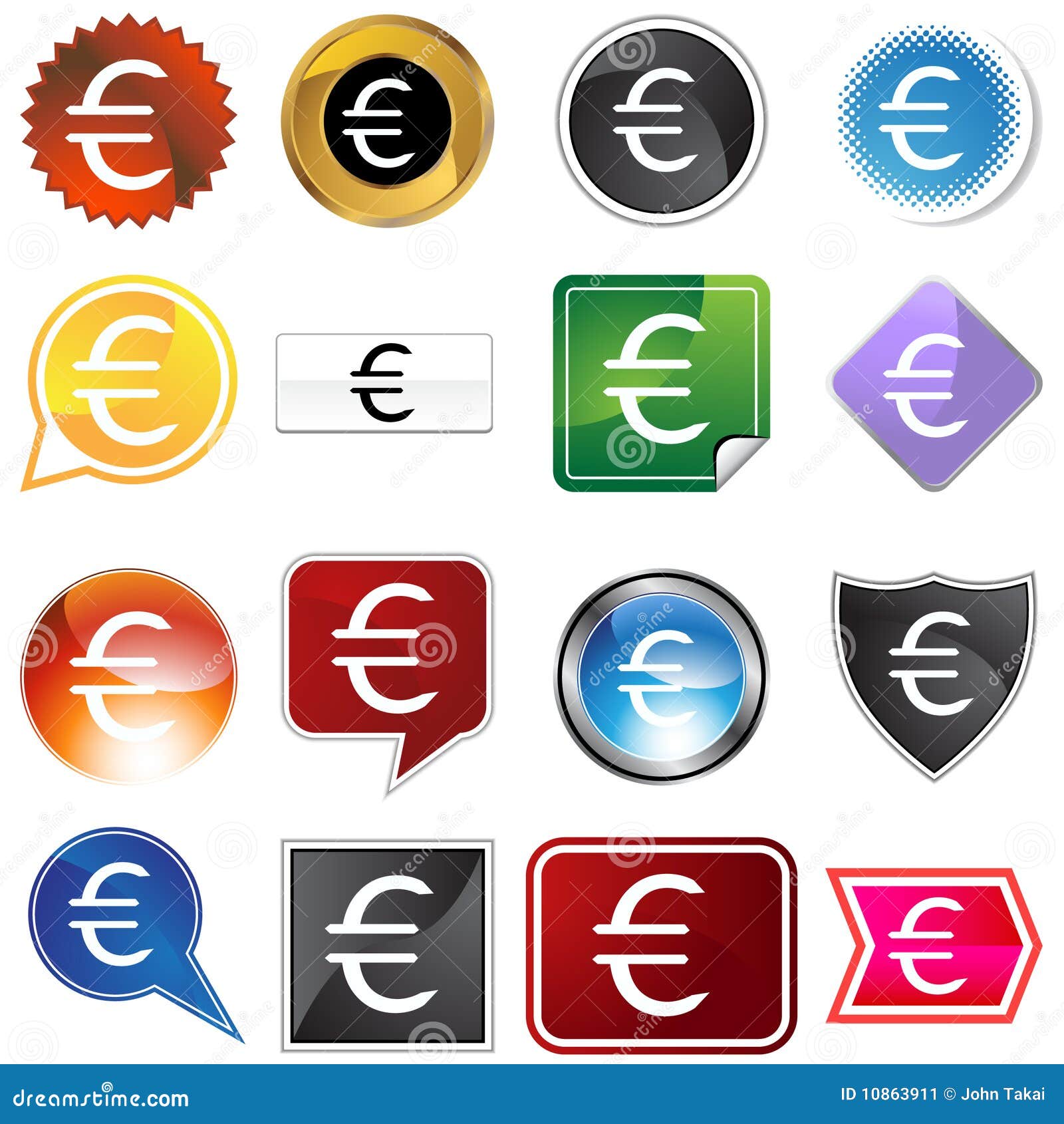 Multiple Buttons - Euro stock vector. Illustration of cents - 10863911