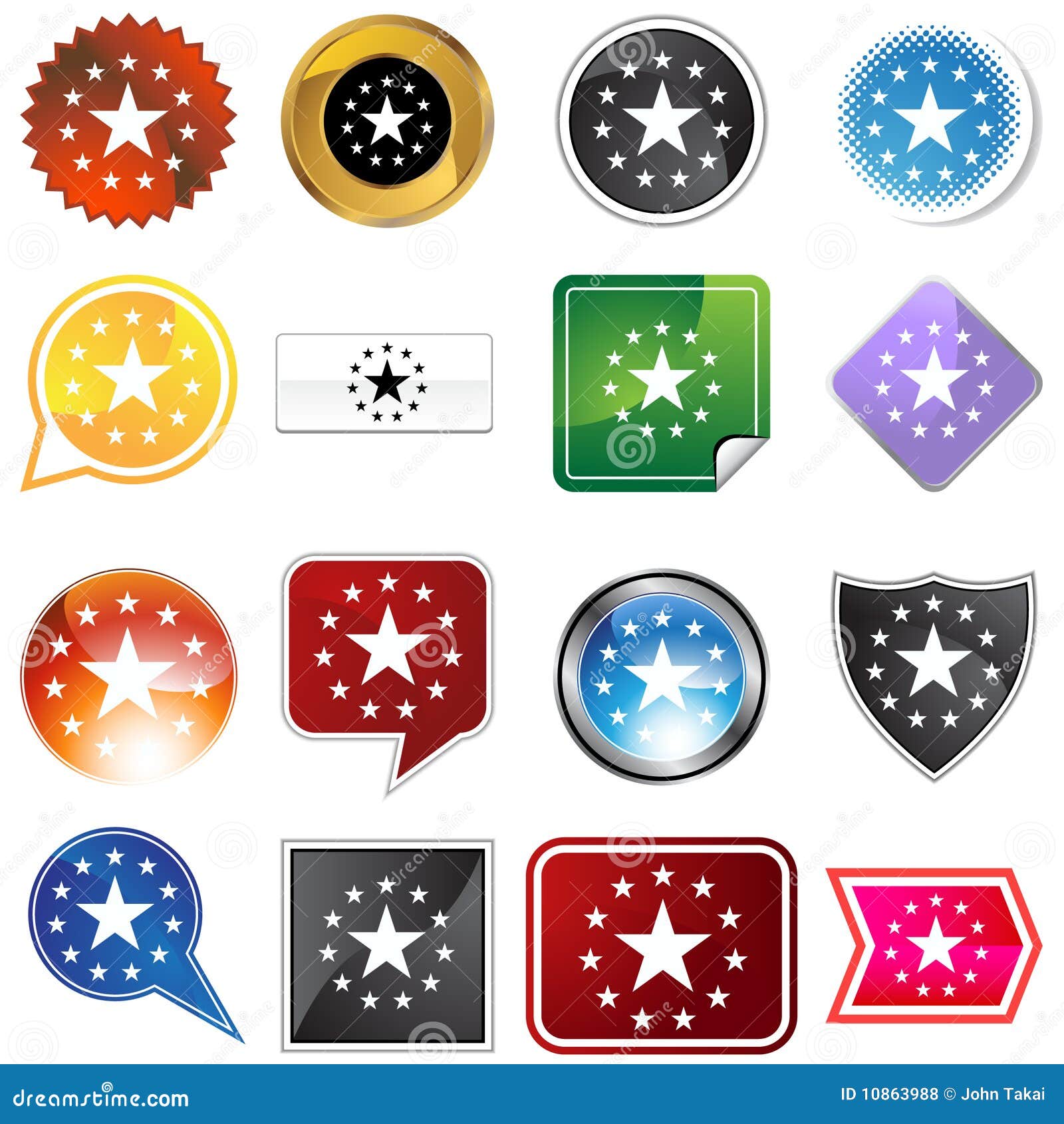 Multiple Buttons - Stars stock vector. Illustration of button - 10863988