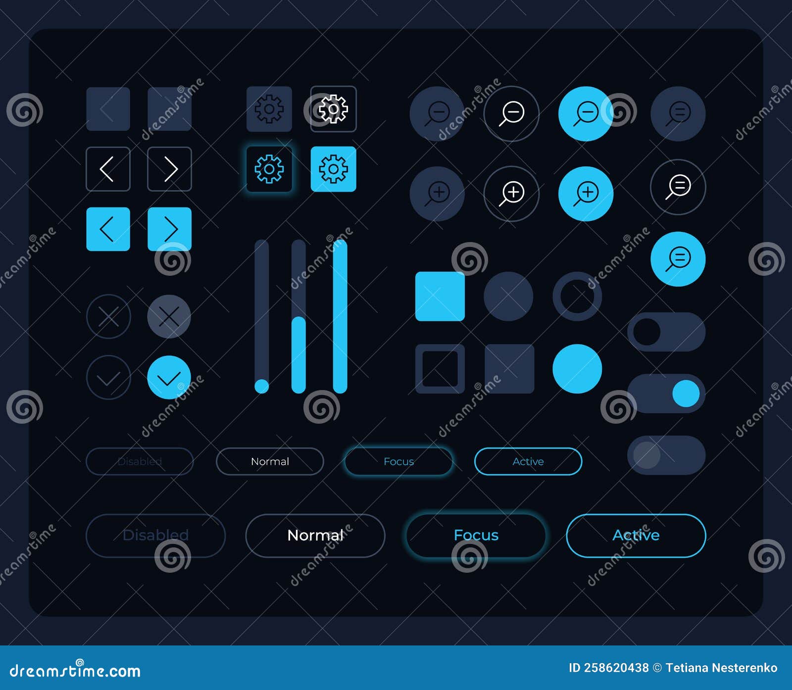 Multiple Buttons UI Elements Kit Stock Vector - Illustration of buttons, element: 258620438