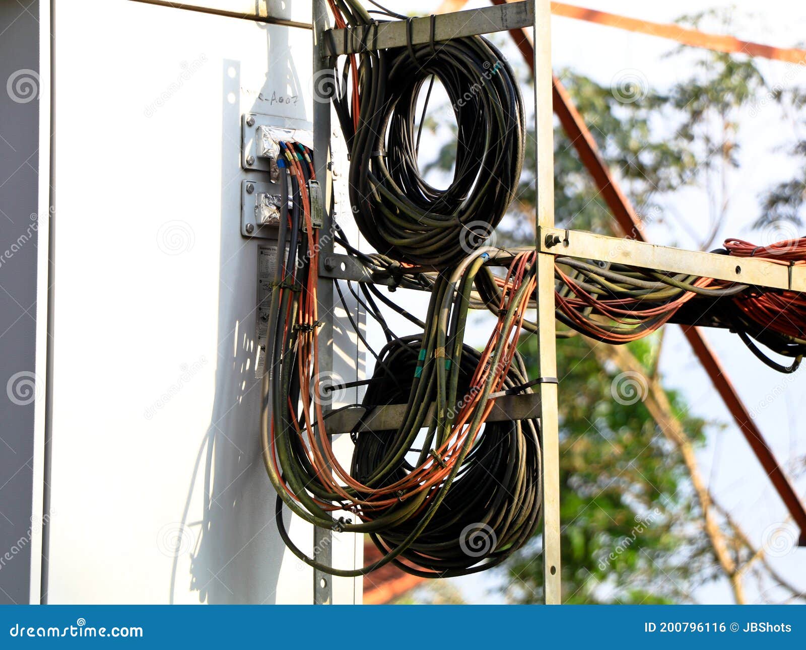 Multiple Cables of Mobile Phone Net Work Stock Photo - Image of ...