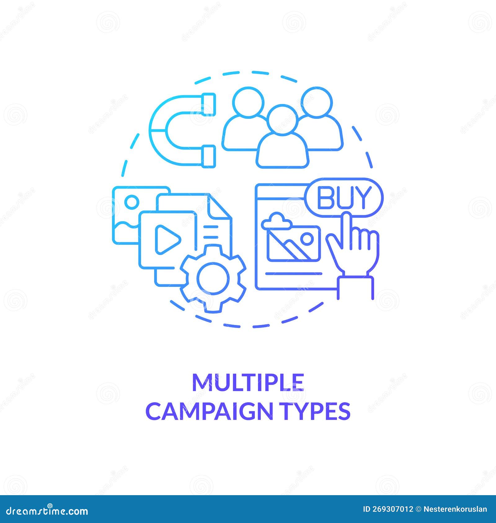 Multiple Campaign Types Blue Gradient Concept Icon Stock Vector ...