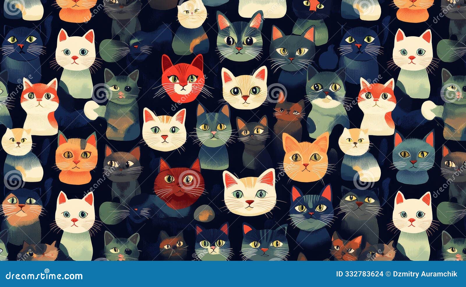Multiple Cats in Different Colors Patterns are Seamless Stock Photo ...