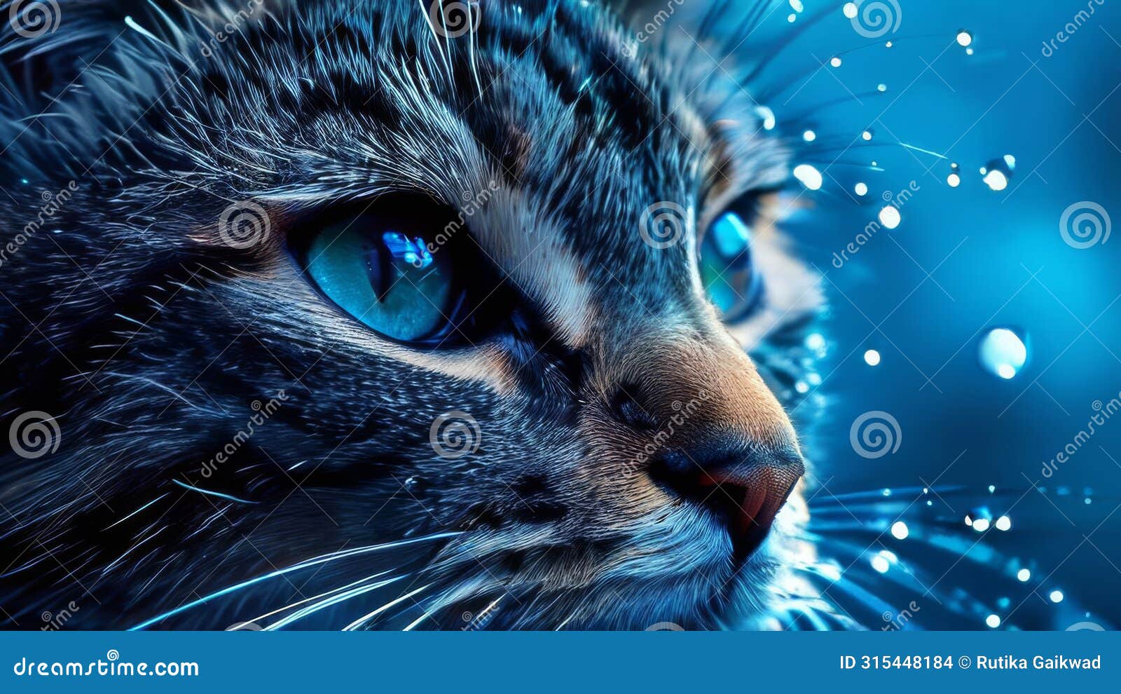 Multiple Cats Facing Camera on Blue Background Stock Illustration ...