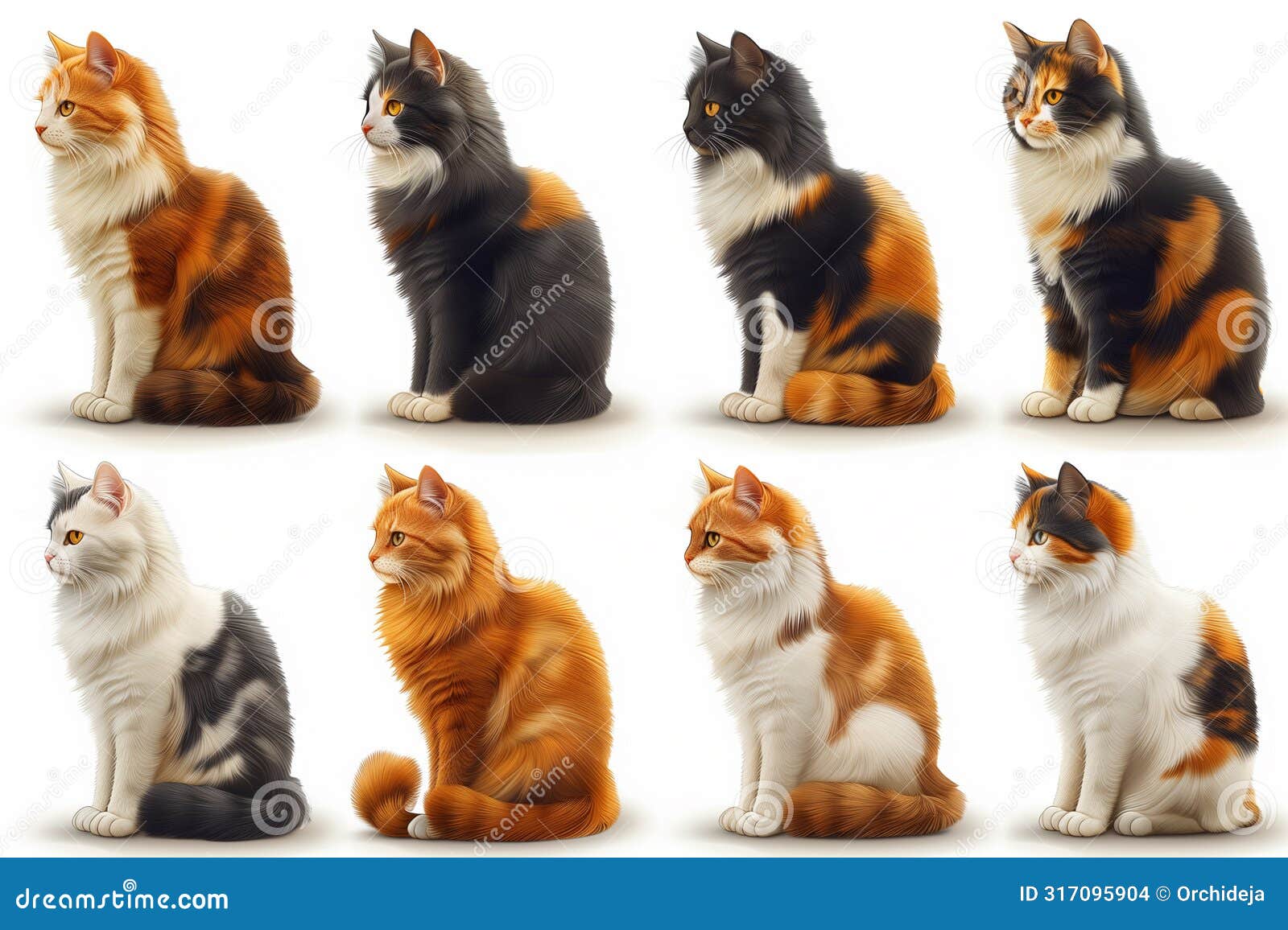 Multiple Cats are Seated Closely To Each Other in a Row Stock Photo ...