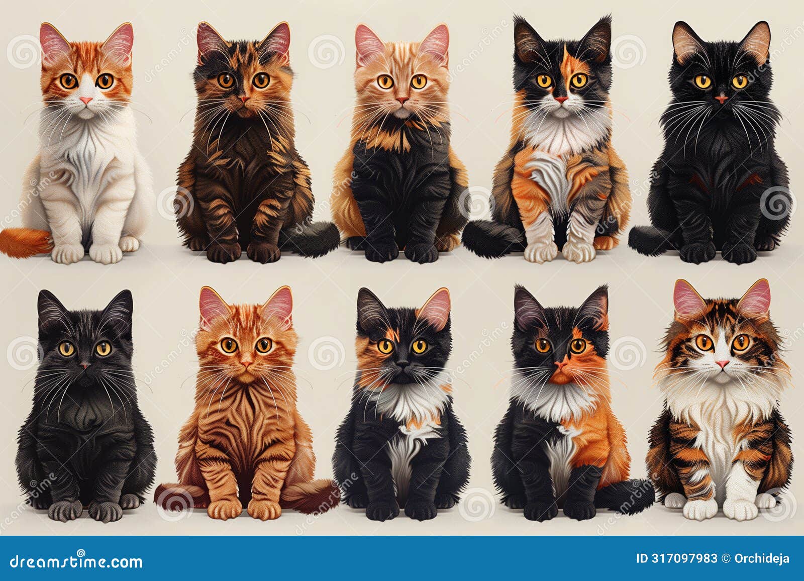 Multiple Cats Sitting Closely Together Stock Image - Image of ...
